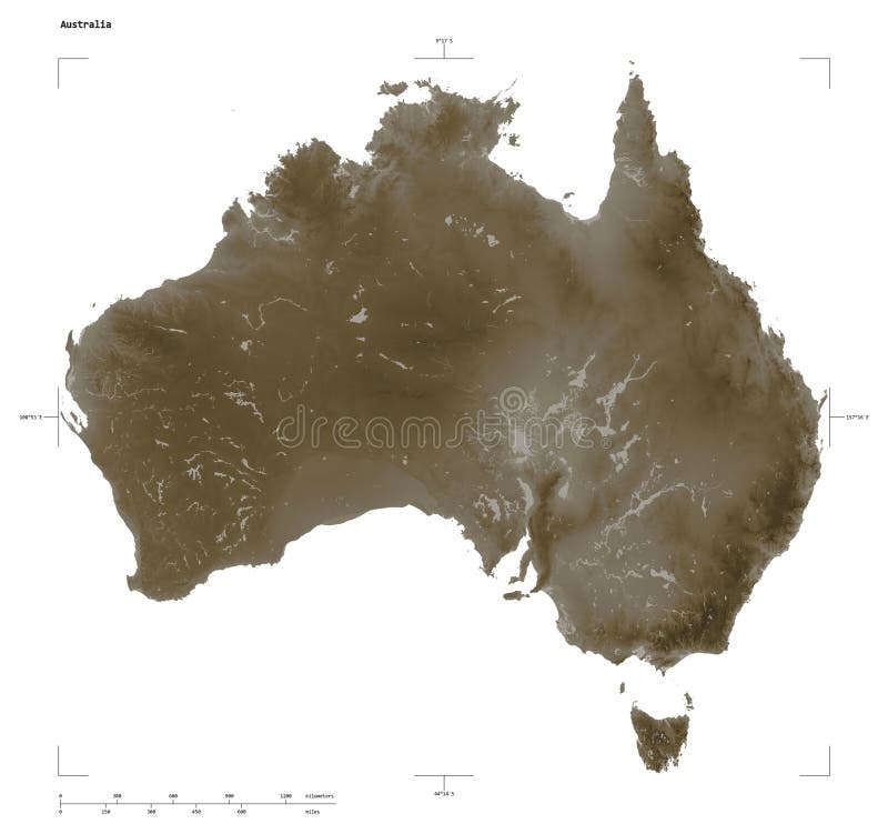 Australia Shape on White. Sepia Stock Illustration - Illustration of ...