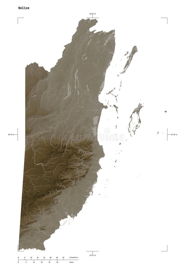 Belize Shape on White. Sepia Stock Illustration - Illustration of ...