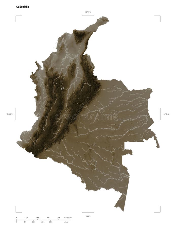 Colombia Shape on White. Sepia Stock Illustration - Illustration of ...