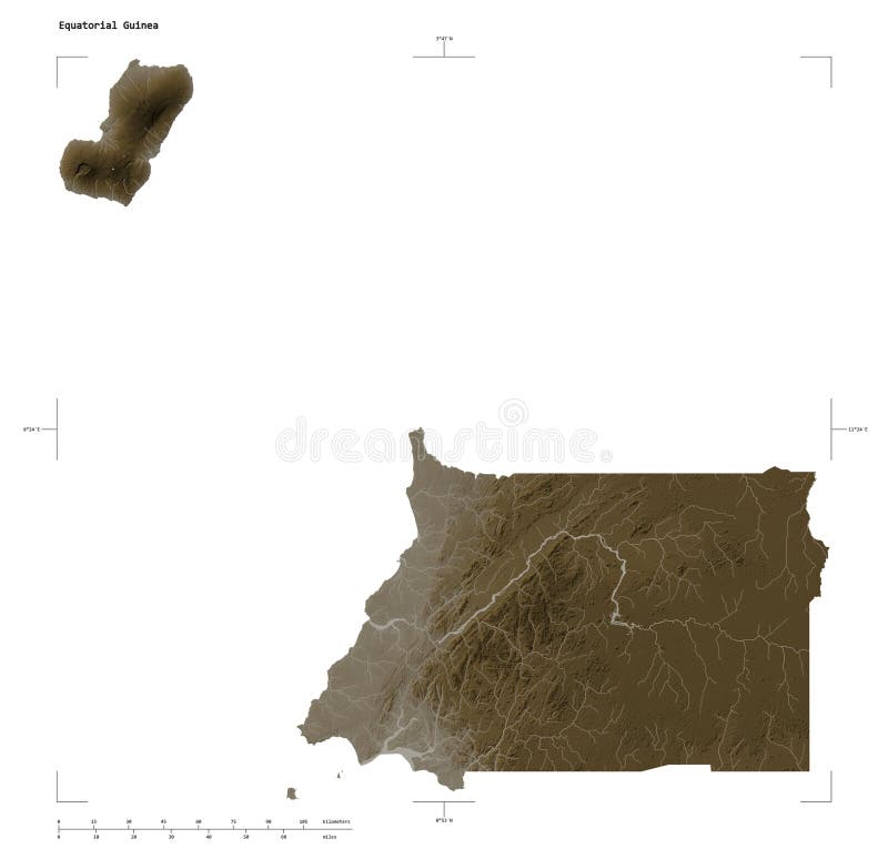 Equatorial Guinea Shape on White. Sepia Stock Illustration ...