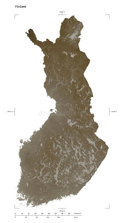 Finland Shape on White. Sepia Stock Illustration - Illustration of land ...