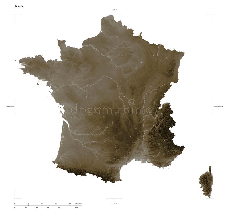 France Shape on White. Sepia Stock Illustration - Illustration of ...
