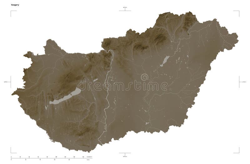 Hungary Shape on White. Sepia Stock Illustration - Illustration of ...