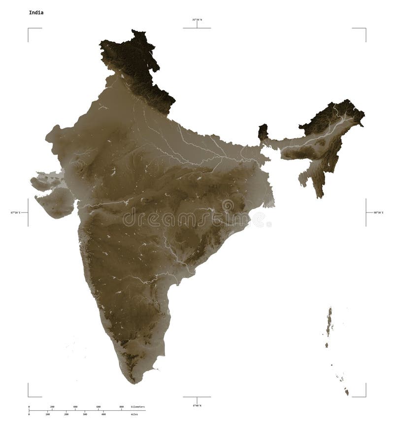 India Shape on White. Sepia Stock Illustration - Illustration of ...