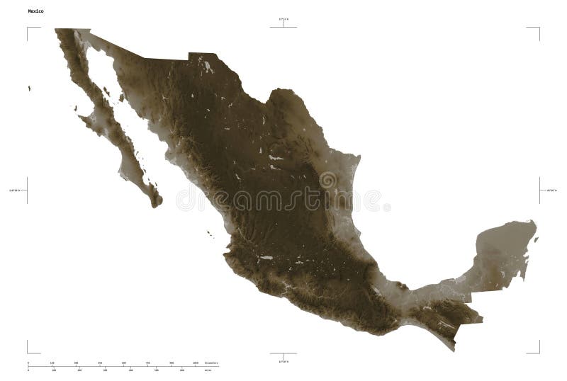 Mexico Shape on White. Sepia Stock Illustration - Illustration of ...