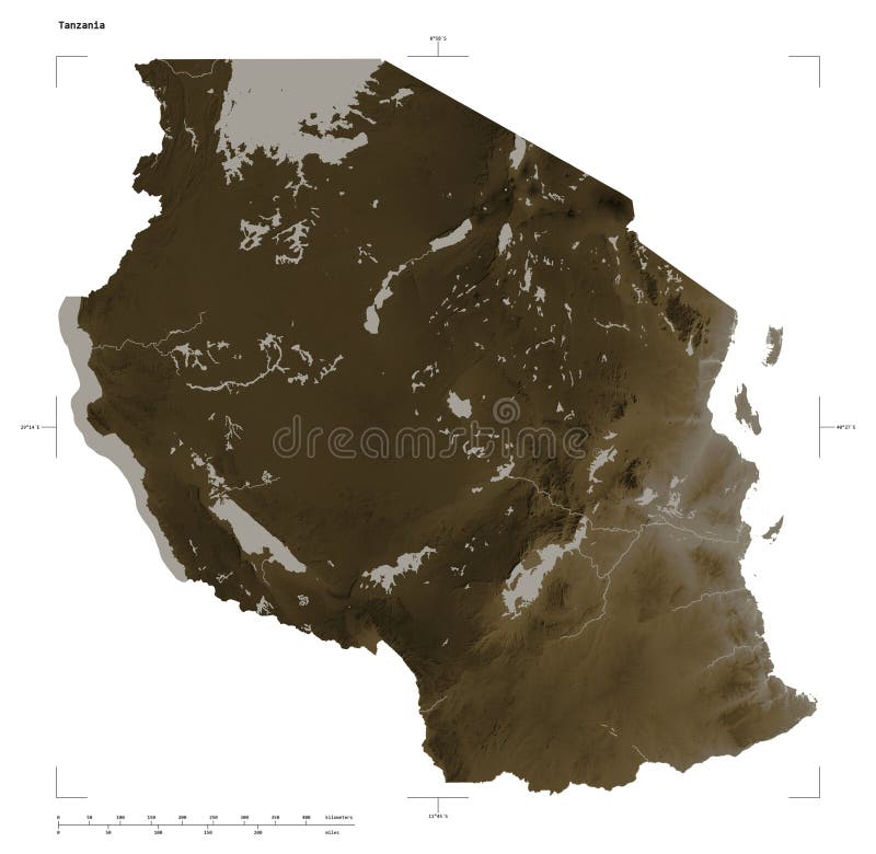 Tanzania Shape on White. Sepia Stock Illustration - Illustration of ...