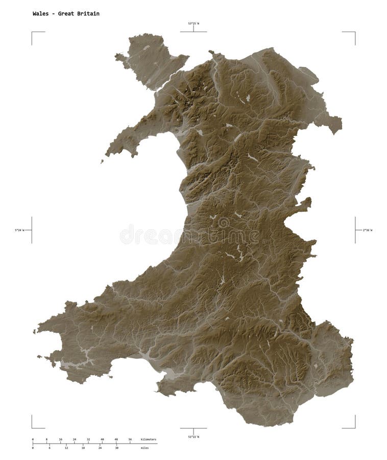 Wales - Great Britain Shape on White. Sepia Stock Illustration ...