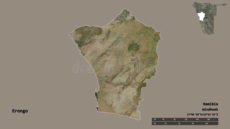 Erongo, Region of Namibia, Zoomed. Satellite Stock Illustration ...