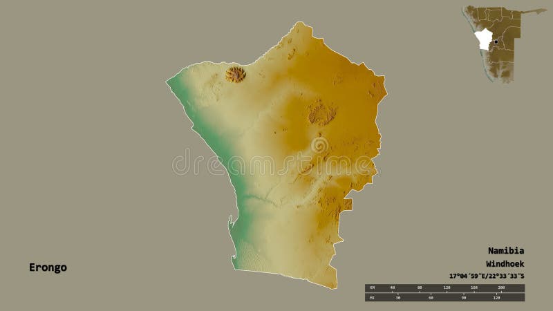 Erongo, Region of Namibia, Zoomed. Relief Stock Illustration ...
