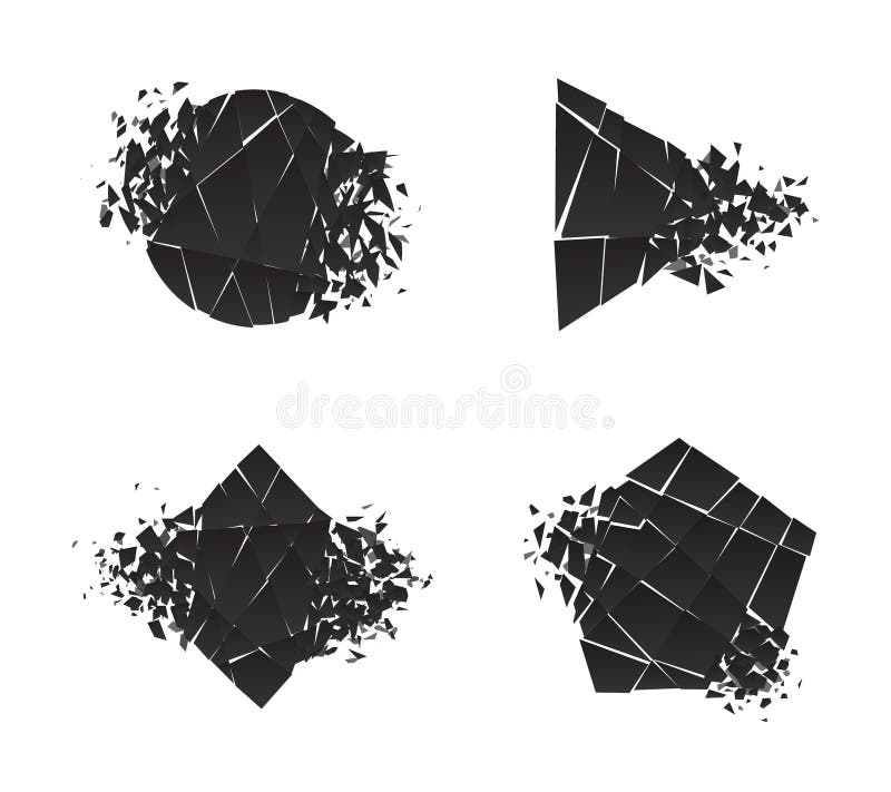 Shape Explosion Broken and Shattered Flat Style Design Vector ...