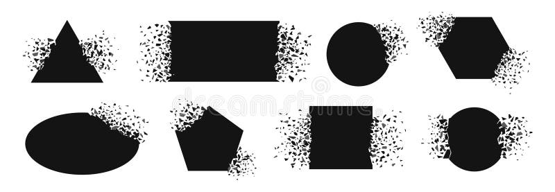 Shape Explosion, Frame Exploded and Spray Particles. Black Square ...