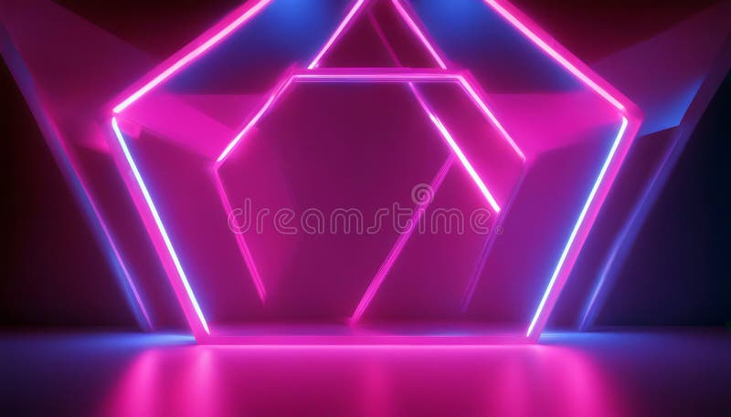 Shape Fashion Background Stage Triangle Neon Pink Frame Style Empty ...