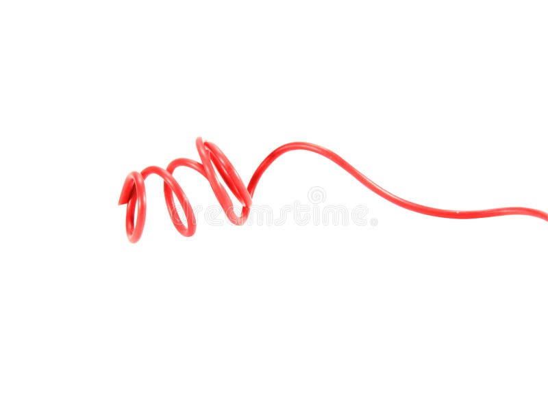 Close-up Single Red Line Power Cable Isolated on White Background ...