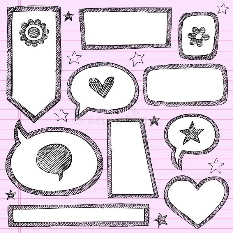 Shapes Frames Sketchy Doodle Vector Set Stock Vector - Illustration of ...