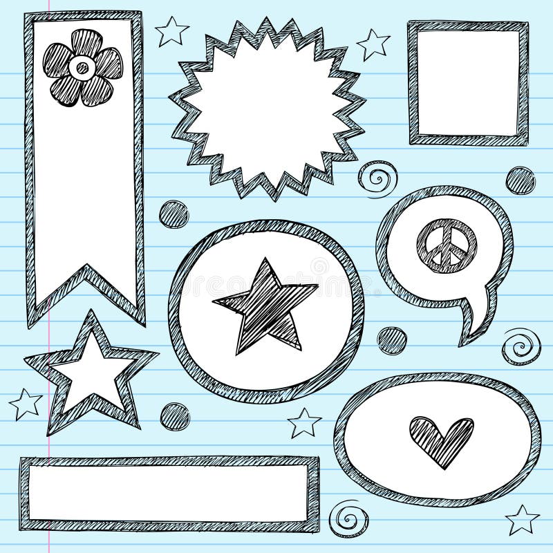 Shape Frames Sketchy Doodle Vector Set Stock Vector - Illustration of ...