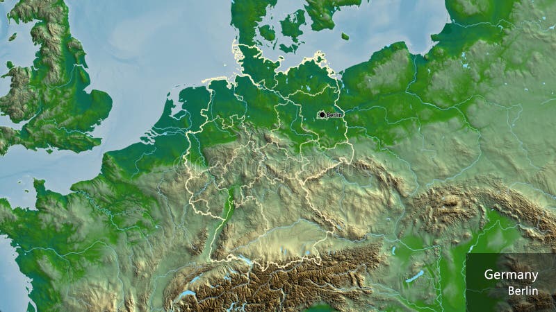 Shape of Germany with Regional Borders. Physical. Labels Stock ...