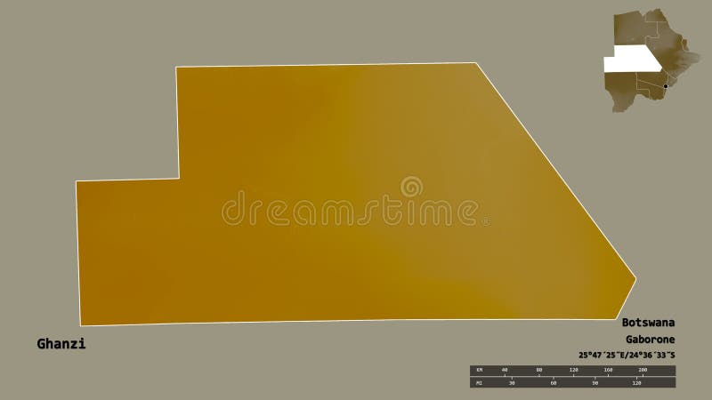 Ghanzi, District of Botswana, Zoomed. Relief Stock Illustration ...