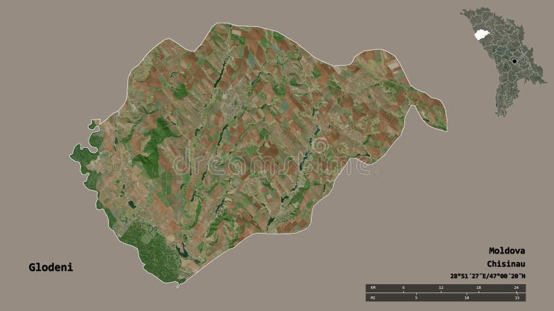 Glodeni, District of Moldova, Zoomed. Satellite Stock Illustration ...