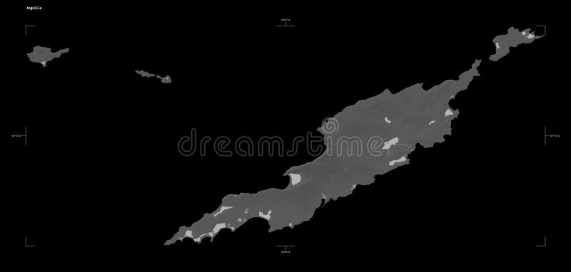 Anguilla Shape on Black. Grayscale Stock Illustration - Illustration of ...