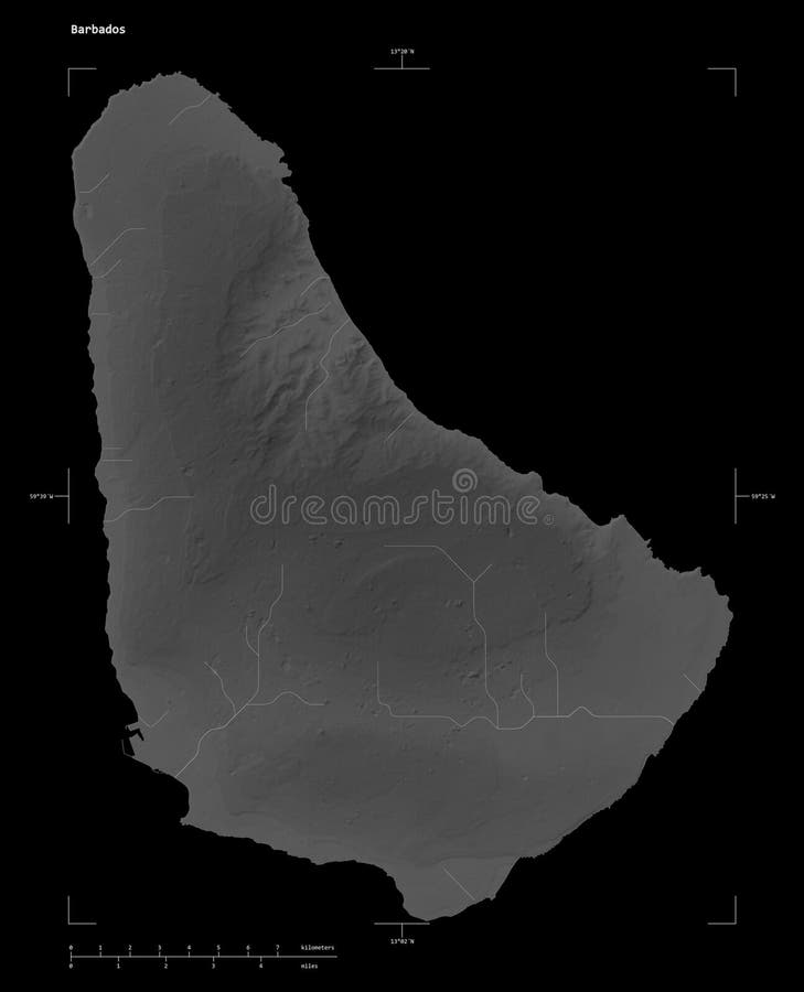 Barbados Shape on Black. Grayscale Stock Illustration - Illustration of ...