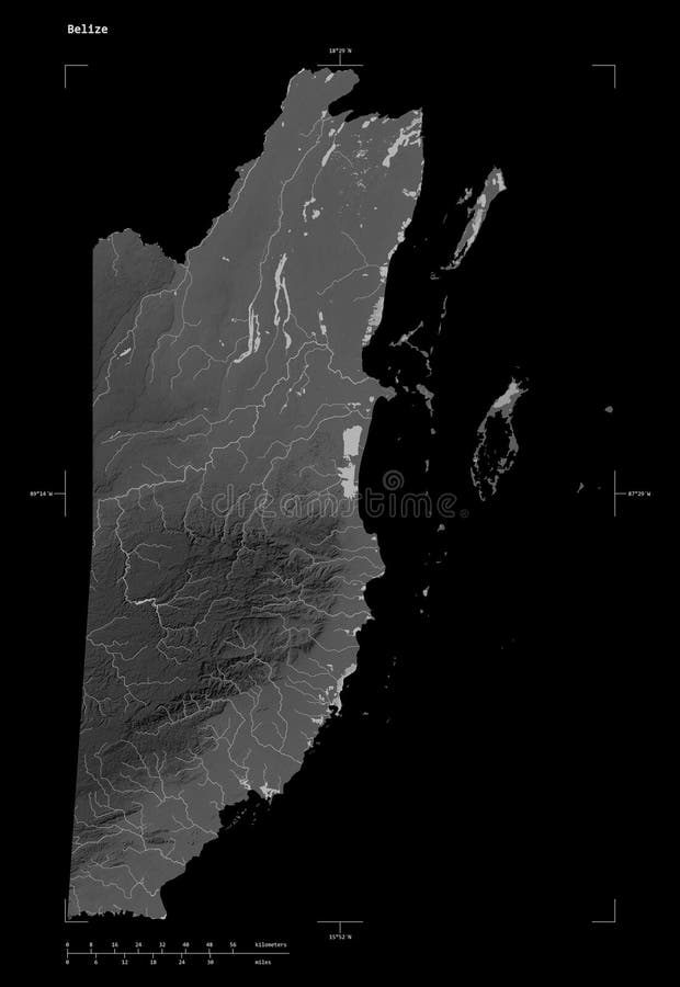 Belize Shape on Black. Grayscale Stock Illustration - Illustration of ...