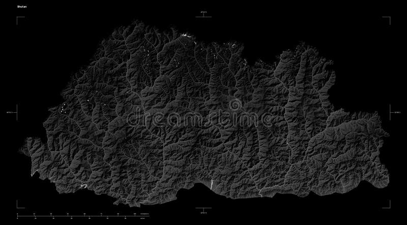 Bhutan Shape on Black. Grayscale Stock Illustration - Illustration of ...