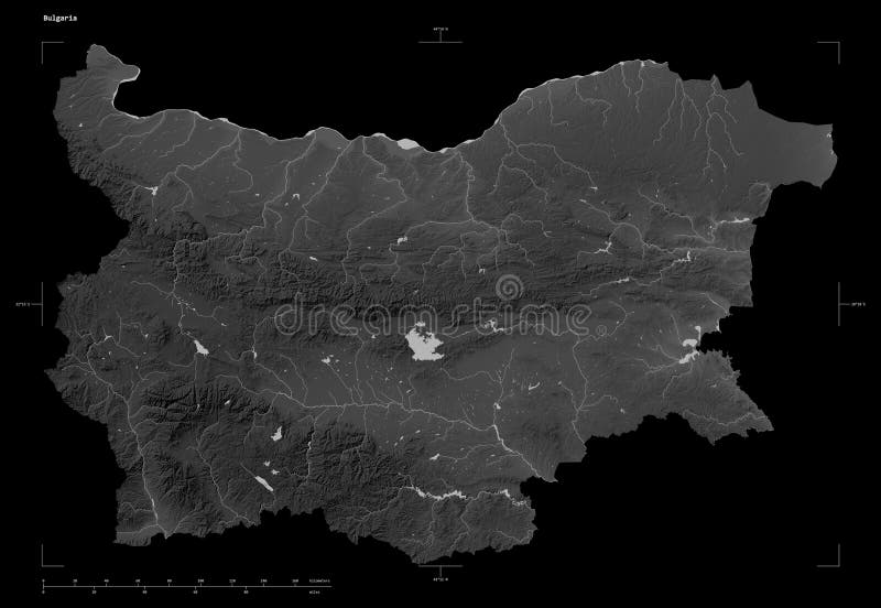 Bulgaria Shape on Black. Grayscale Stock Illustration - Illustration of ...
