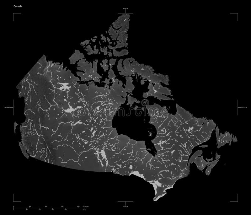 Canada Shape on Black. Grayscale Stock Illustration - Illustration of ...