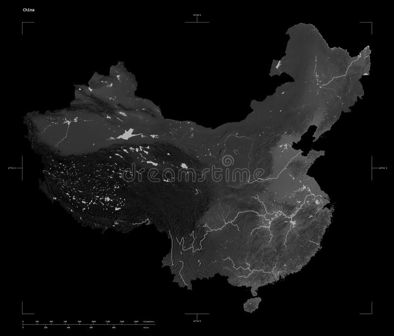 China Shape on Black. Grayscale Stock Illustration - Illustration of ...