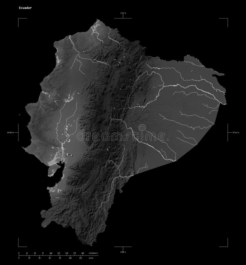 Ecuador Shape on Black. Grayscale Stock Illustration - Illustration of ...