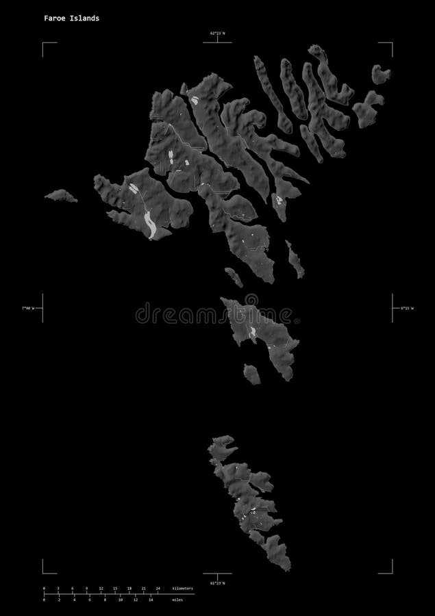 Faroe Islands Shape on Black. Grayscale Stock Illustration ...