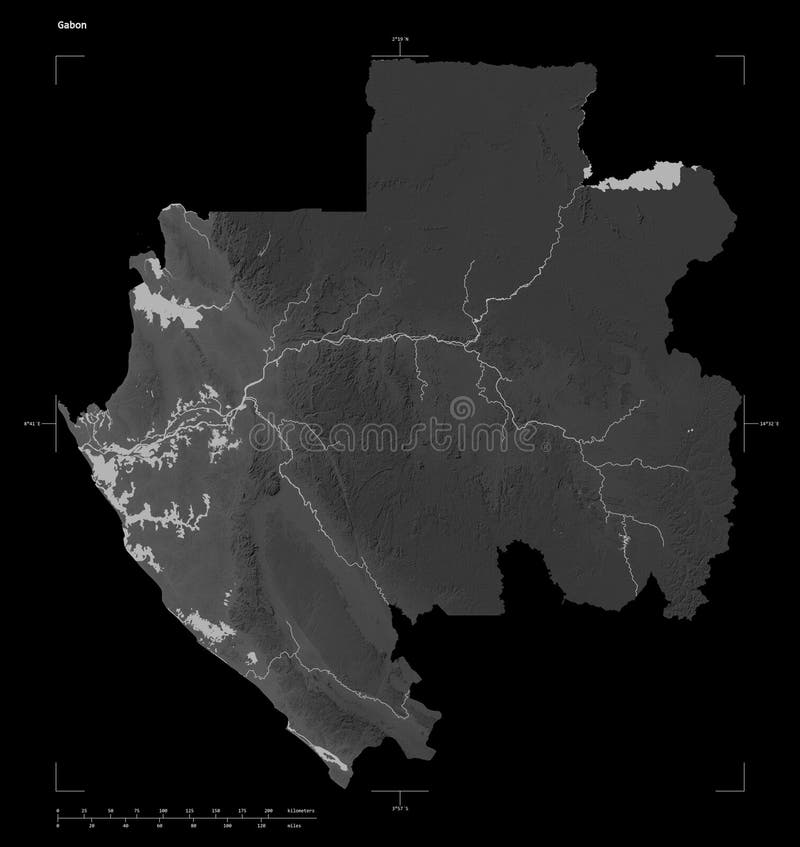 Gabon Shape on Black. Grayscale Stock Illustration - Illustration of ...