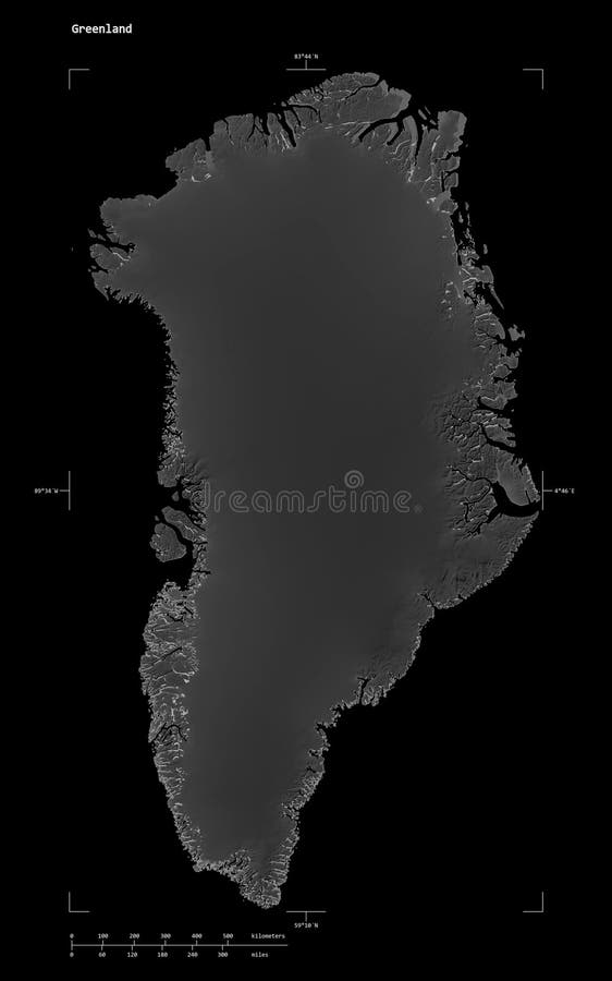 Greenland Shape on Black. Grayscale Stock Illustration - Illustration ...