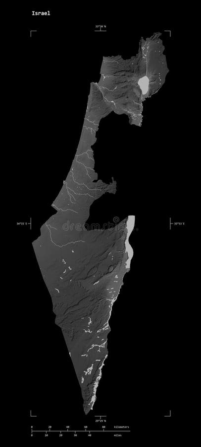Israel Shape on Black. Grayscale Stock Illustration - Illustration of ...