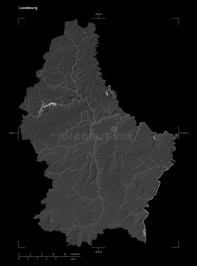 Luxembourg Shape on Black. Grayscale Stock Illustration - Illustration of luxembourg, solid ...