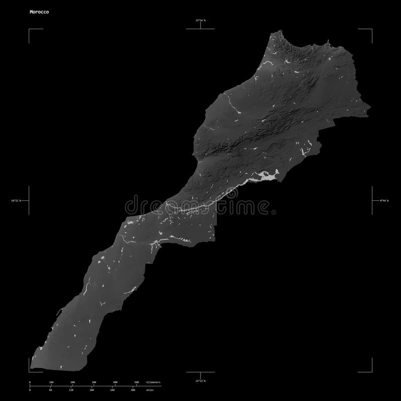 Morocco Shape on Black. Grayscale Stock Illustration - Illustration of ...