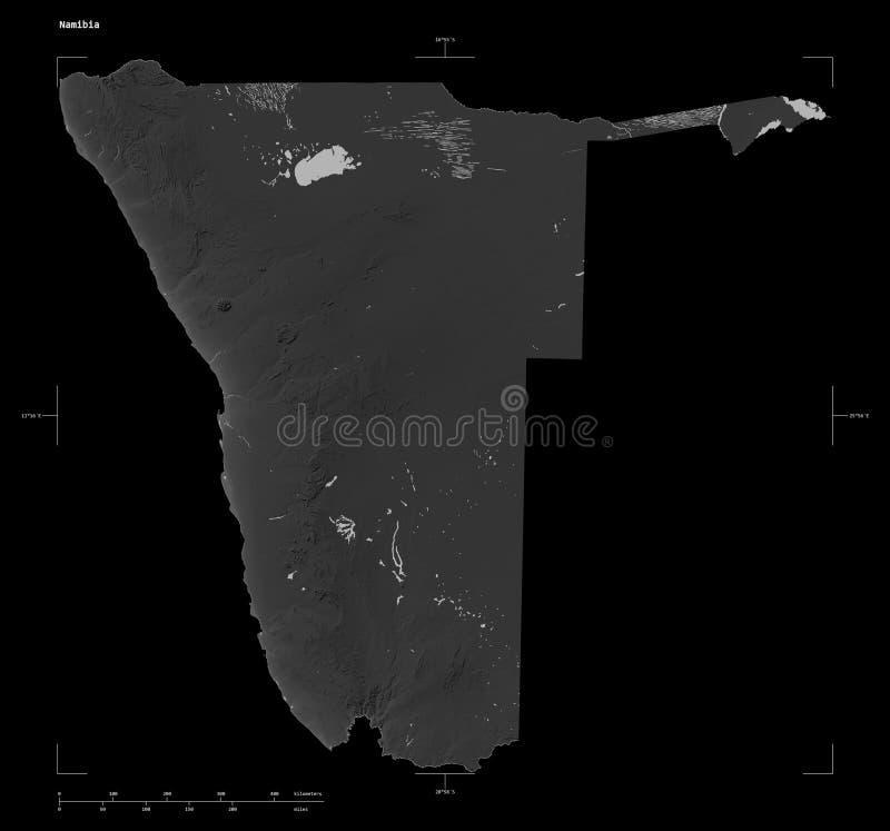 Namibia Shape on Black. Grayscale Stock Illustration - Illustration of ...