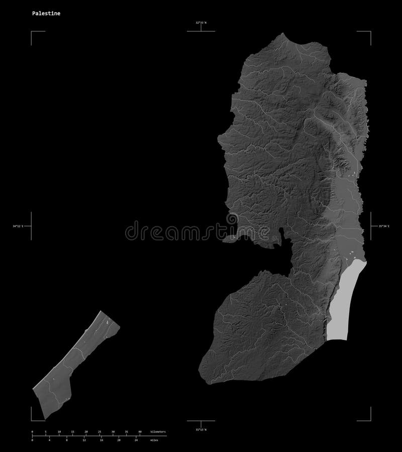 Palestine Shape on Black. Grayscale Stock Illustration - Illustration ...
