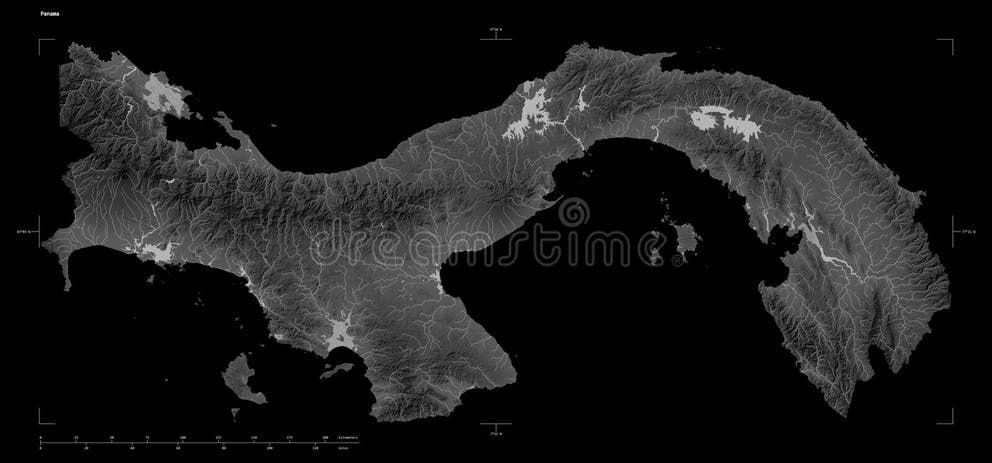 Panama Shape on Black. Grayscale Stock Illustration - Illustration of ...