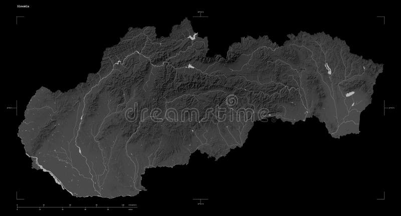Slovakia Shape on Black. Grayscale Stock Illustration - Illustration of ...