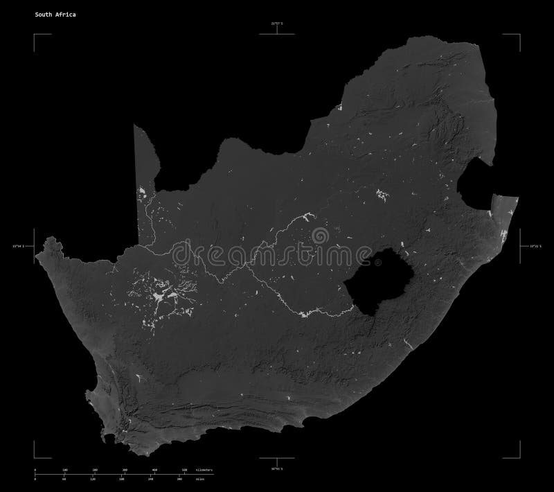 South Africa Shape on Black. Grayscale Stock Illustration ...