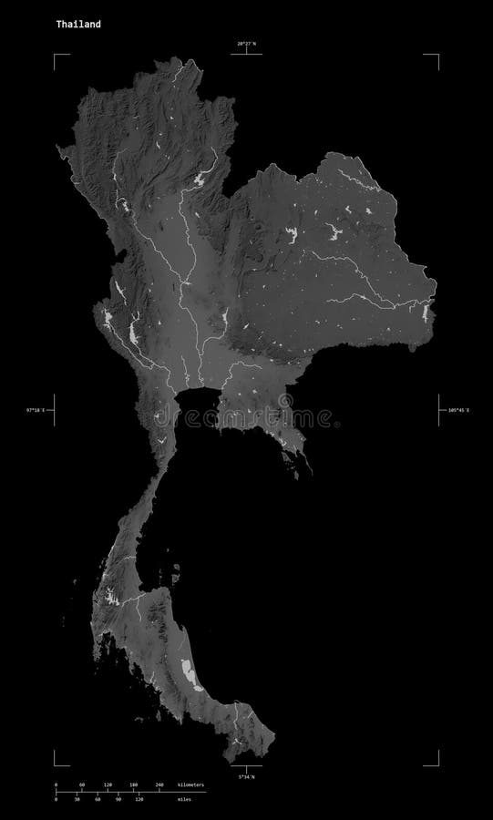 Thailand Shape on Black. Grayscale Stock Illustration - Illustration of ...