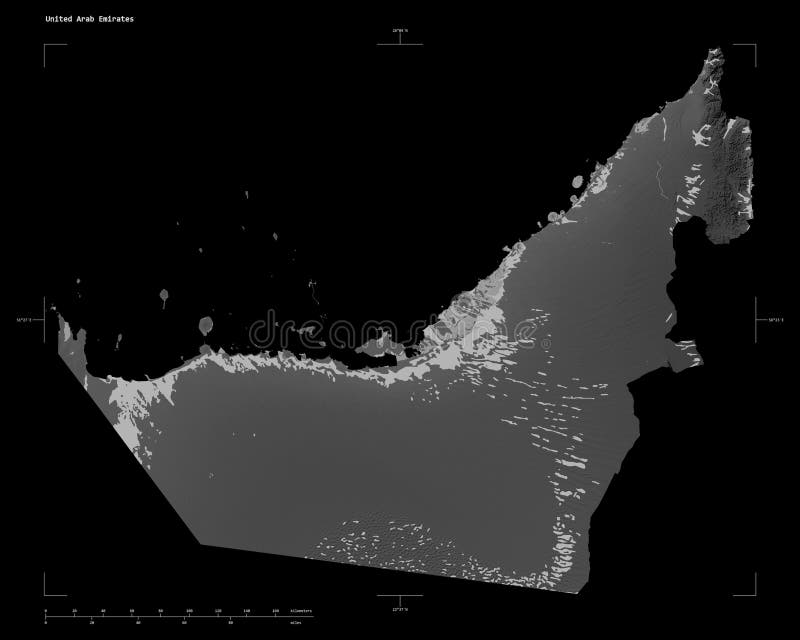 United Arab Emirates Shape on Black. Grayscale Stock Illustration ...