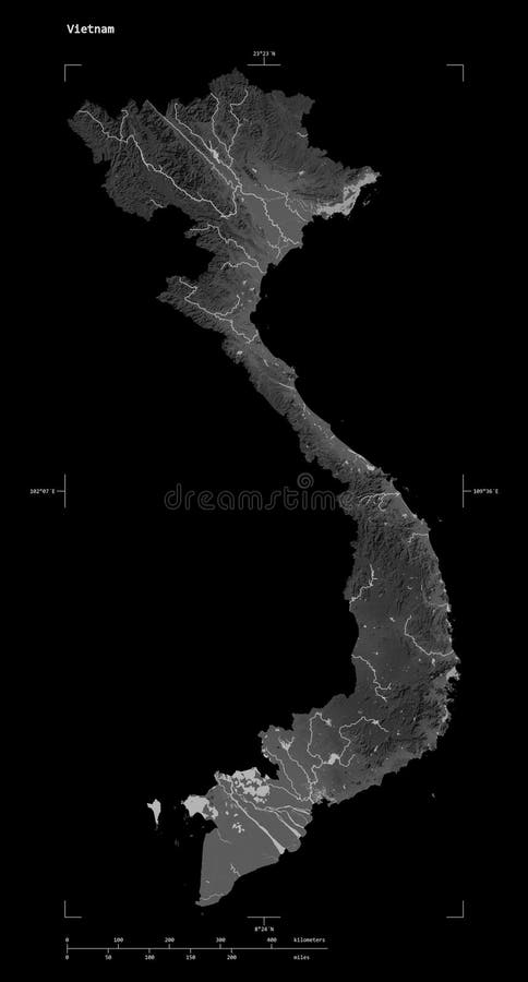 Vietnam Shape on Black. Grayscale Stock Illustration - Illustration of ...