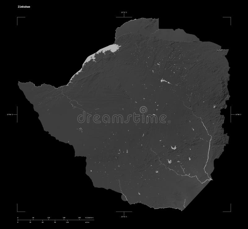 Zimbabwe Shape on Black. Grayscale Stock Illustration - Illustration of ...