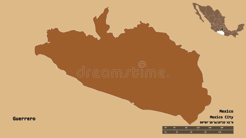 Guerrero, State of Mexico, Zoomed. Bilevel Stock Illustration ...