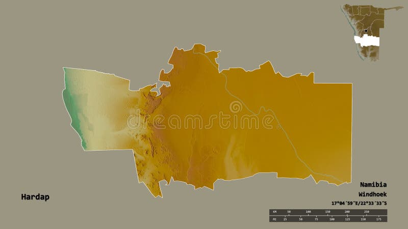 Hardap, Region of Namibia, Zoomed. Relief Stock Illustration ...