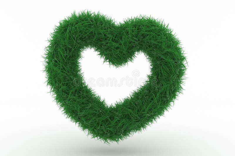 Shape of a Heart with Green Grass Stock Illustration - Illustration of ...