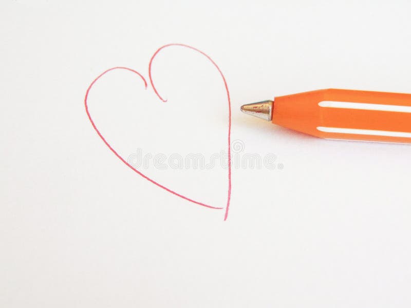 The Shape of a Heart Made on Paper with a Pen Writing in Red Color ...