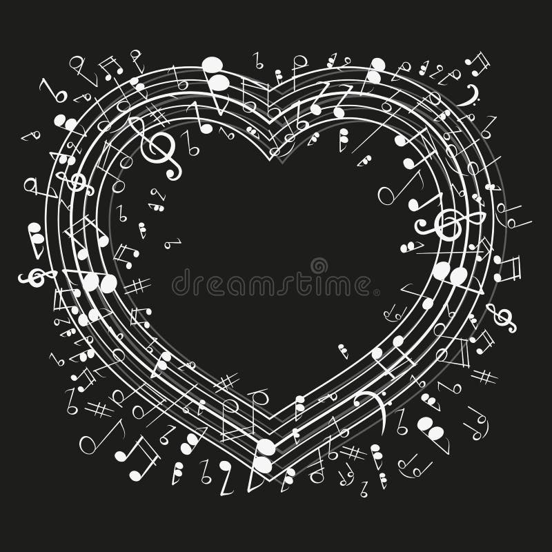 Shape of a Heart with Musical Notes Stock Illustration - Illustration ...